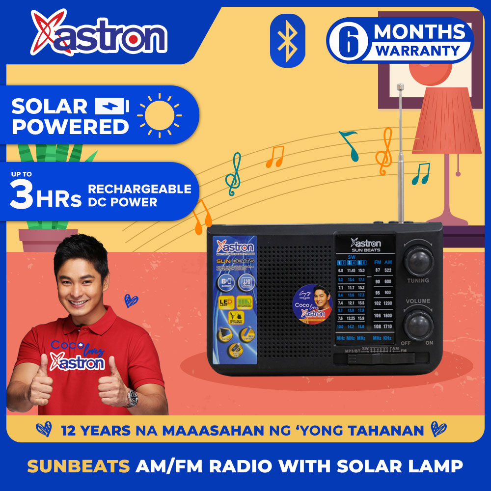 Astron SUNBEATS AM/FM Radio with Flashlight | Bluetooth | USB/TF card ...