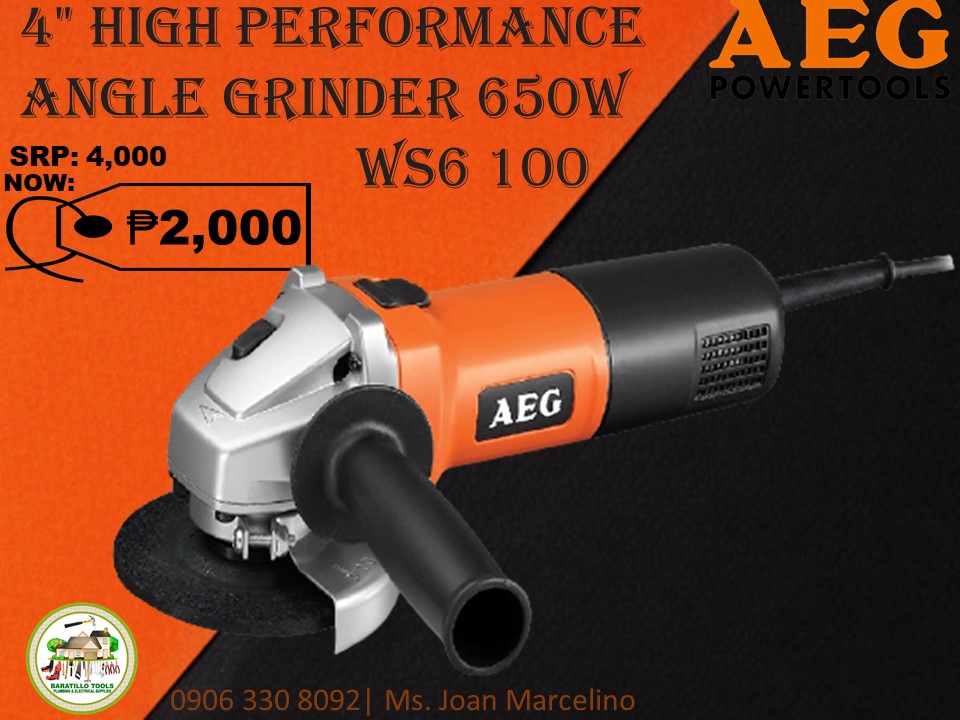 AEG 4" High performance Angle Grinder 650watts WS6 100 | Lazada PH