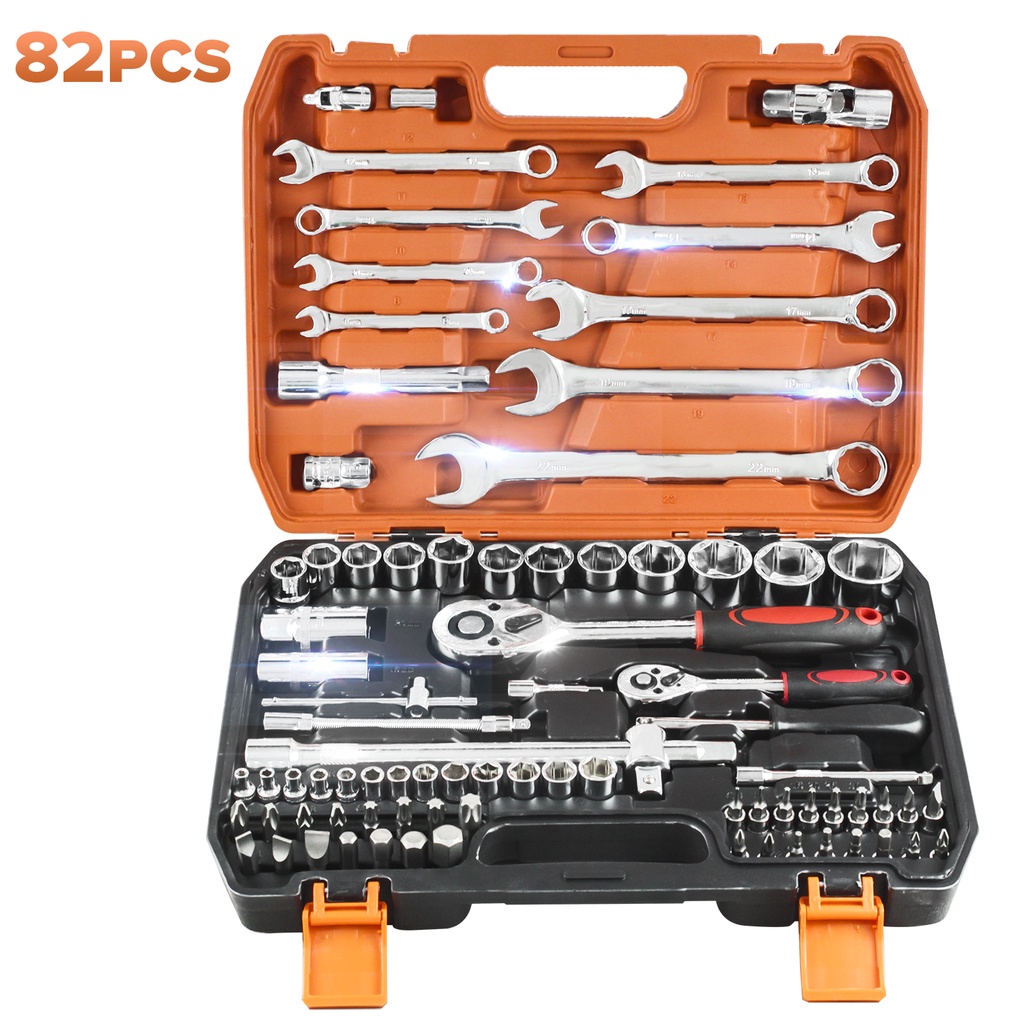 REAIM 82 pcs Tools Set For Motorcycle Car Socket Wrench Set Torque ...