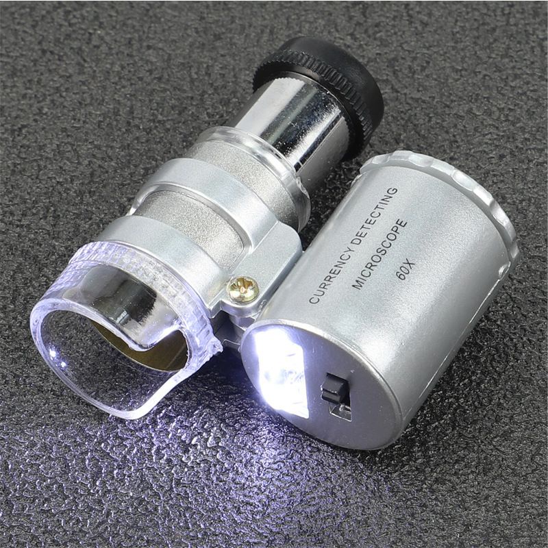 60x Magnifying With LED Microscope Jewelry Mini UV Light CurrencyhBh ...