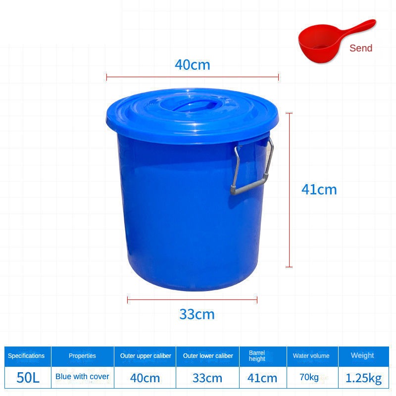 Thick plastic bucket with lid round barrel food-grade water storage ...