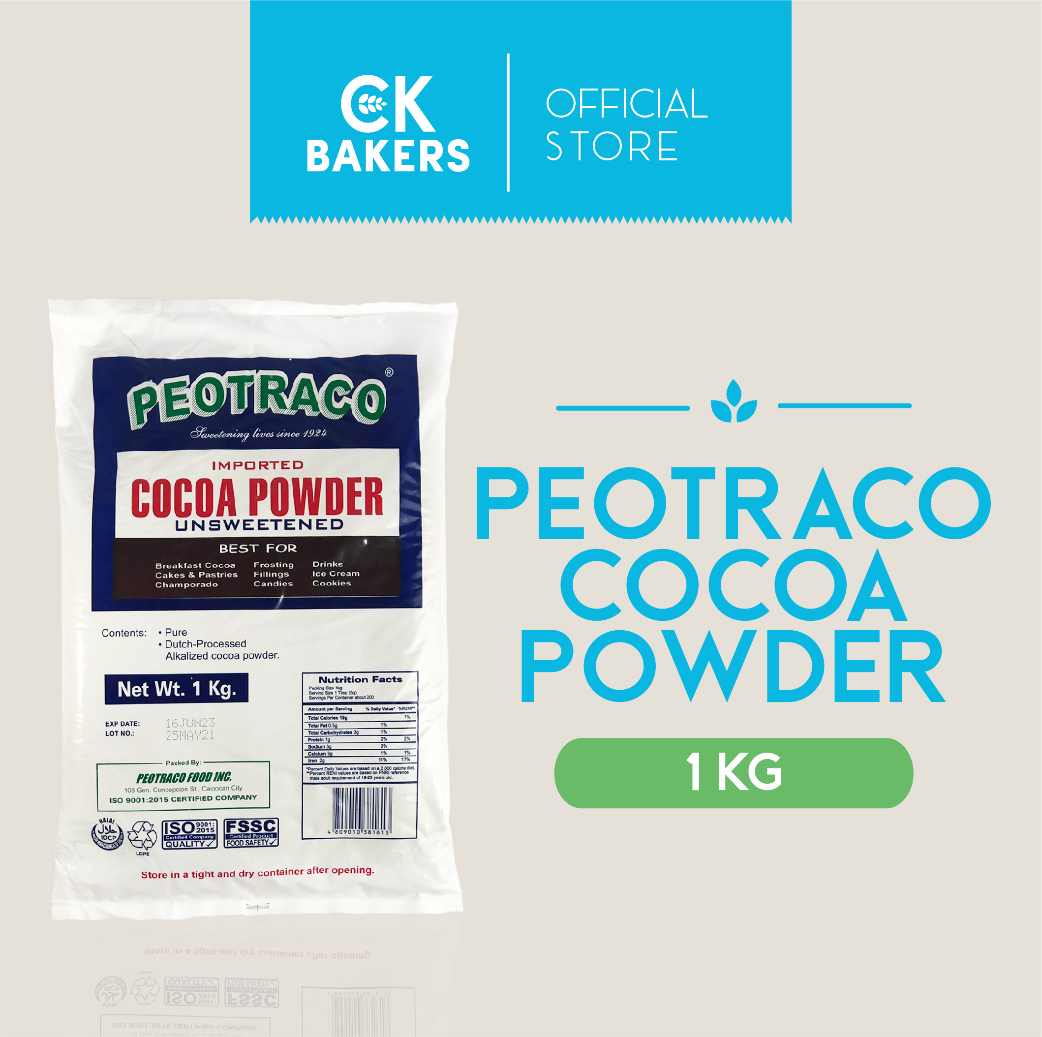 Peotraco Cocoa Powder "Unsweetened" | Lazada PH