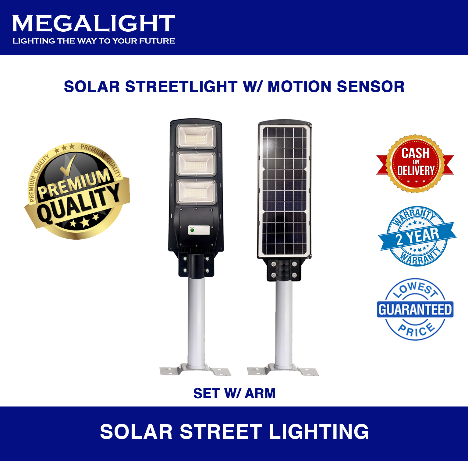 Megalight Heavy Duty High Powered 150W LED Outdoor Lighting Solar ...