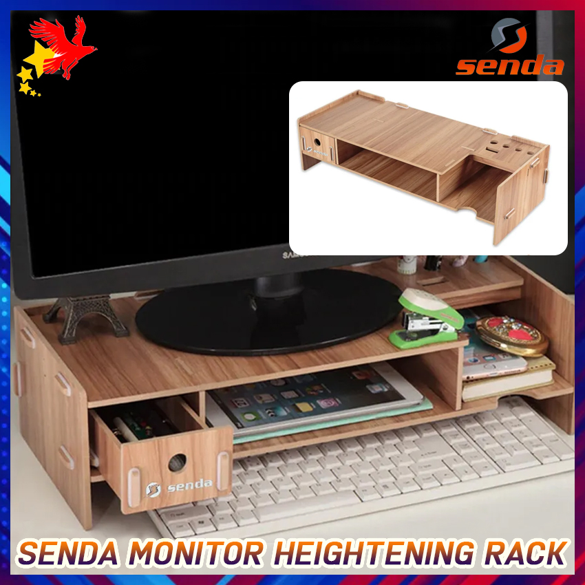 SENDA DIY Multifunctional Wood Desktop Monitor Riser Desk Wooden ...