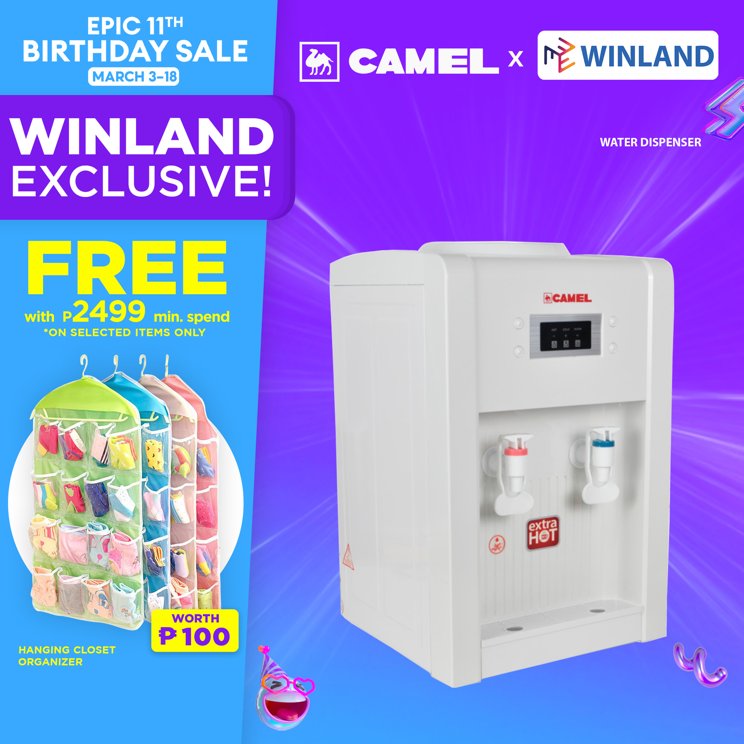 CAMEL by Winland Table Top Hot and Cold Water Dispenser 5Gal Top Load ...