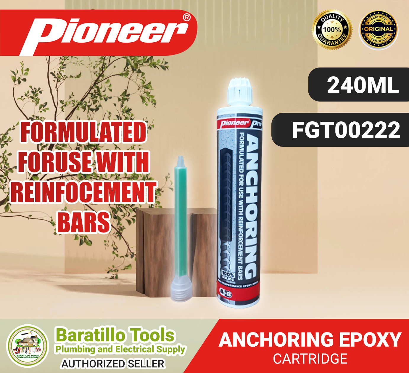 Pioneer Pro Anchoring Epoxy 240ml Cartridge | Lazada PH