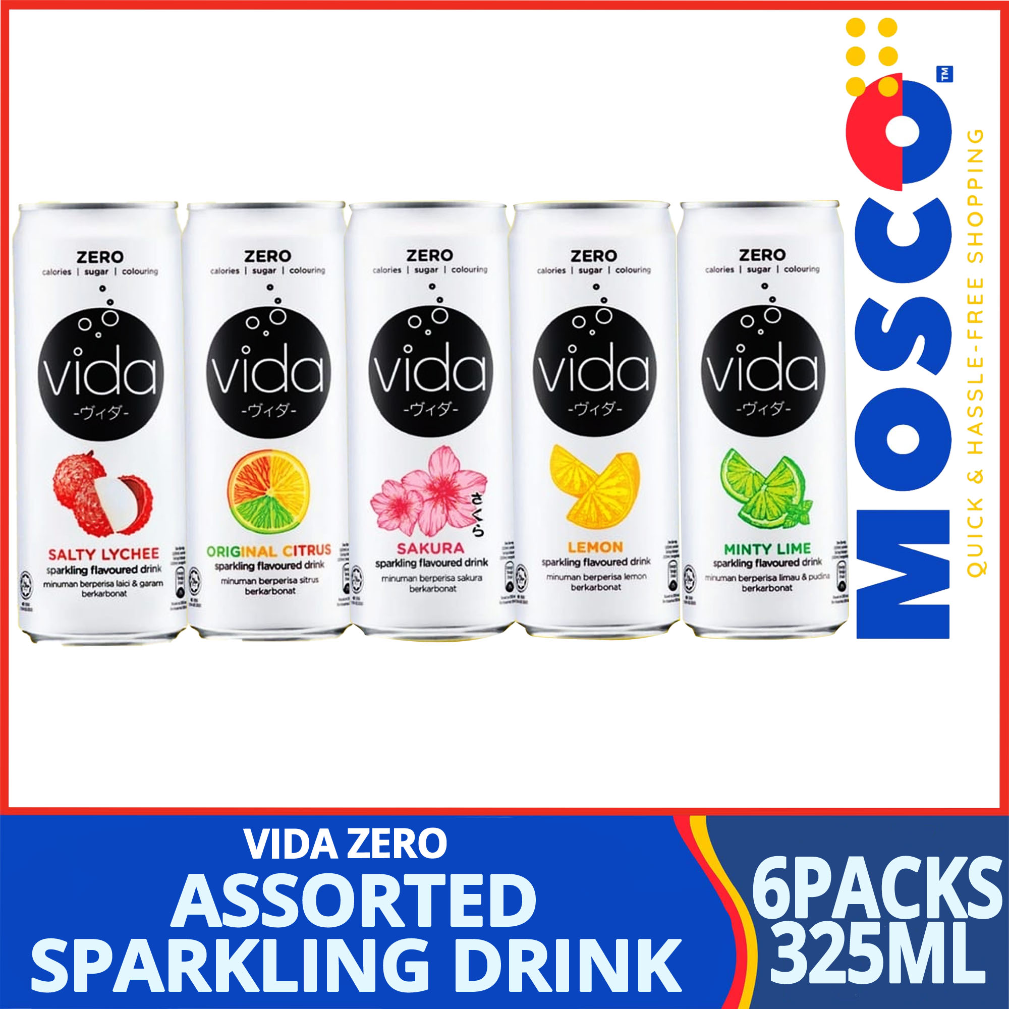 Vida Zero Assorted Sparkling Drink 325ML x Pack of 6 | Lazada PH