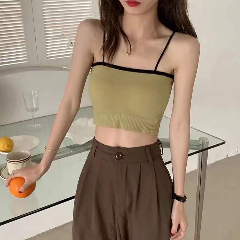 Women's B1021 Bralette Cotton Solid Color Camisole Bra Tube Top Sando I ...