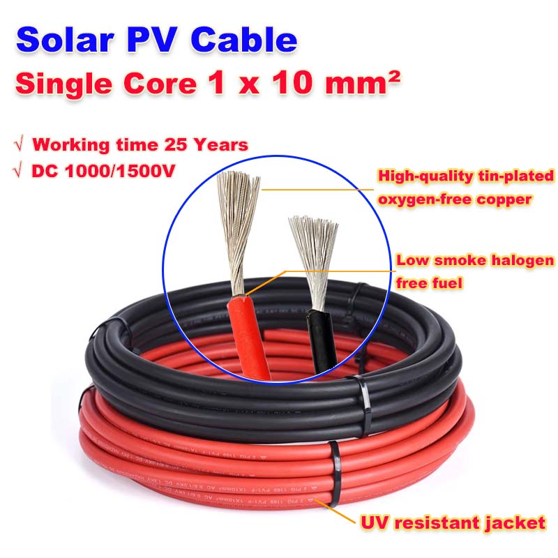 10mm² Solar Cable Single Core DC Cable PV Cable Pure copper tinnedfor ...