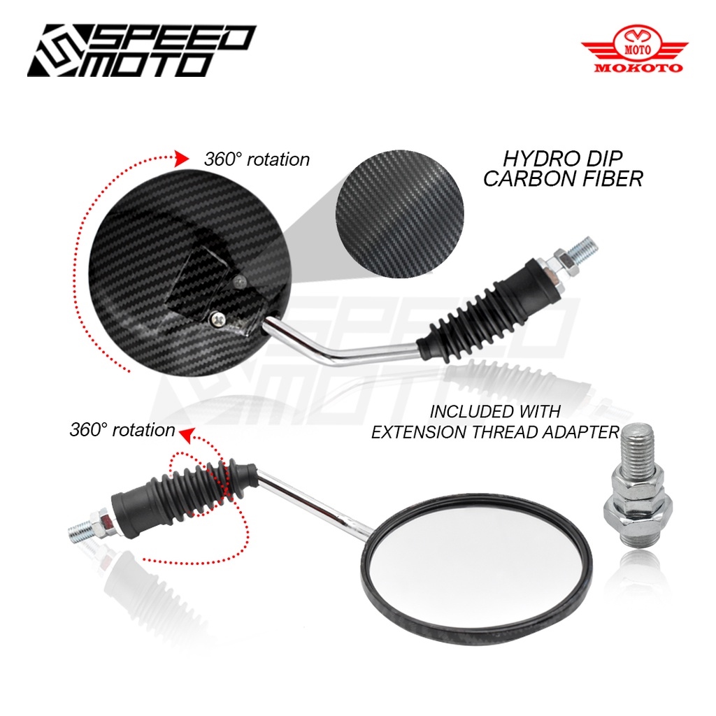 MOKOTO THAI FOLDABLE CARBON SIDE MIRROR UNIVERSAL YAMAHA 10MM CLEAR 1:1 ...