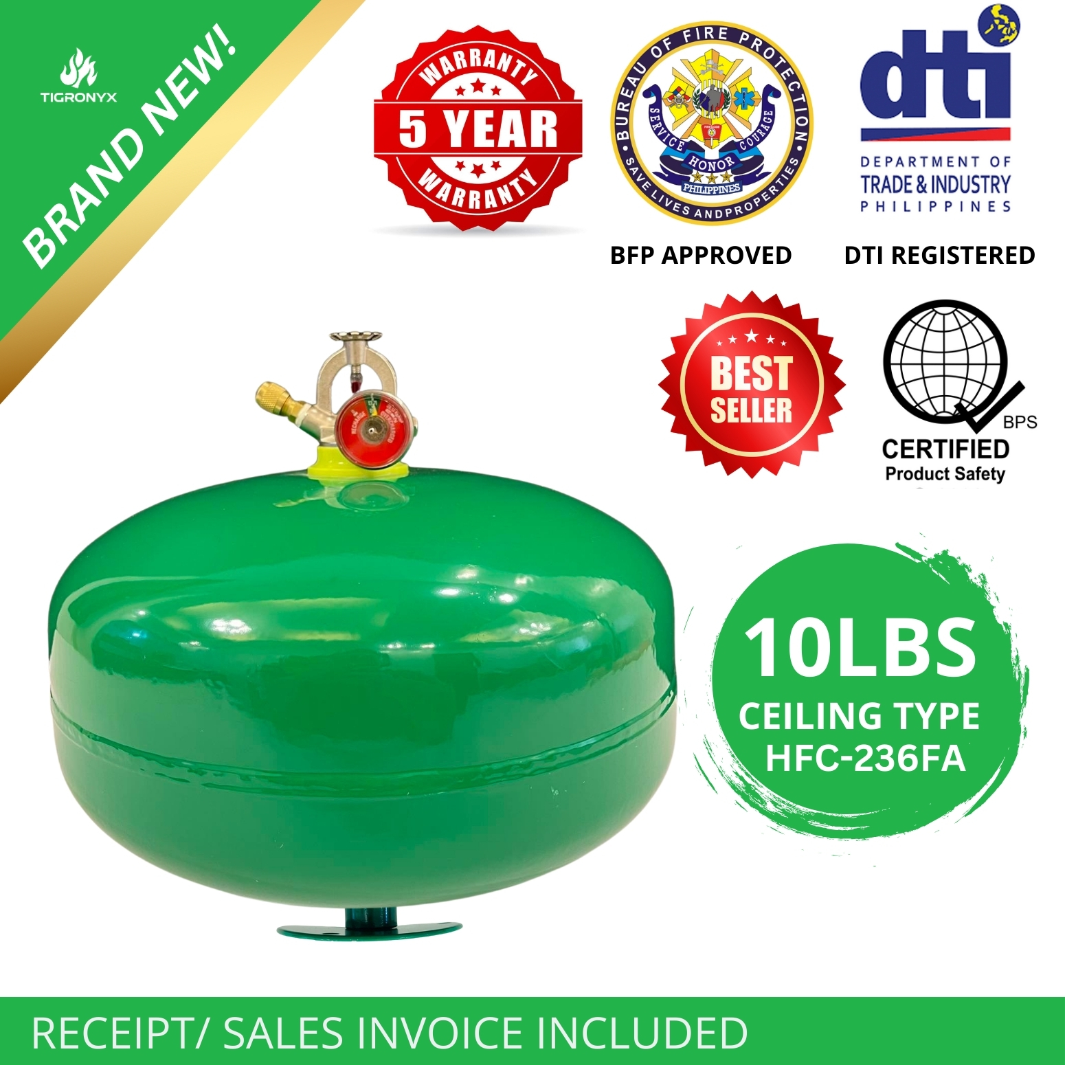 Ceiling Type Fire Extinguisher HFC-236FA 10lbs (Automatic Sprinkler ...