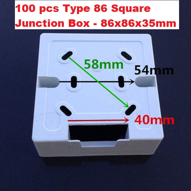 100 pcs 86x86 PVC Junction Box Type 86 Flame Retardant PVC Wiring ...