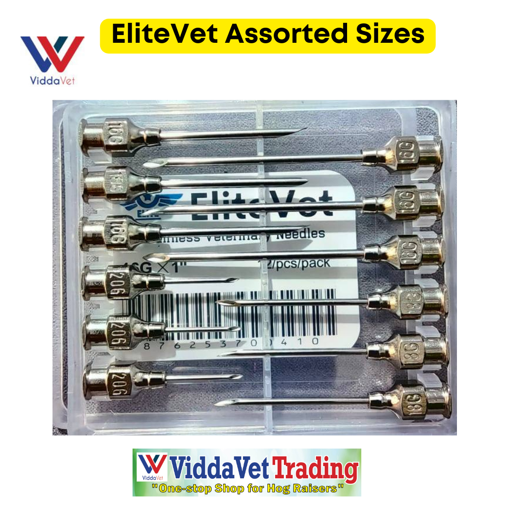 1 dozen EliteVet Stainless Veterinary Needles for pigs gauge 20 syringe ...