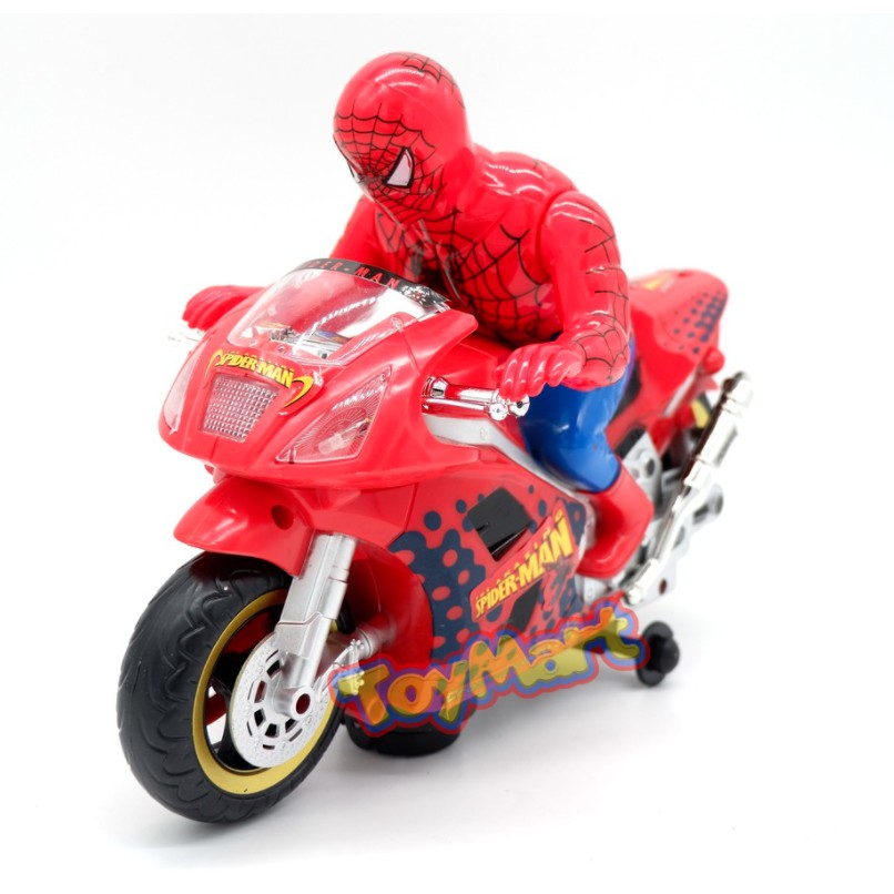 2-"Spider Man Motorcycle Auto Rotating Battery Operated Toys Marvel ...