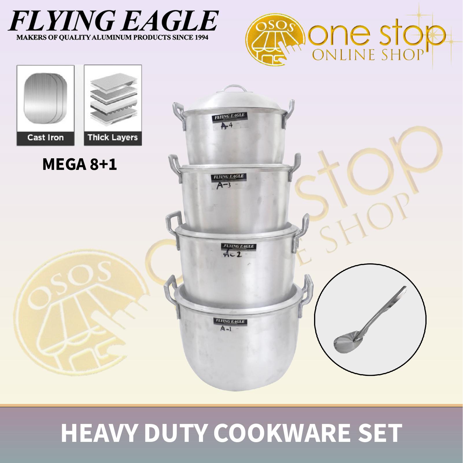 Flyingeagle Original Heavy Duty 8 +1 Cookware Kaldero Casserole Pot Set ...