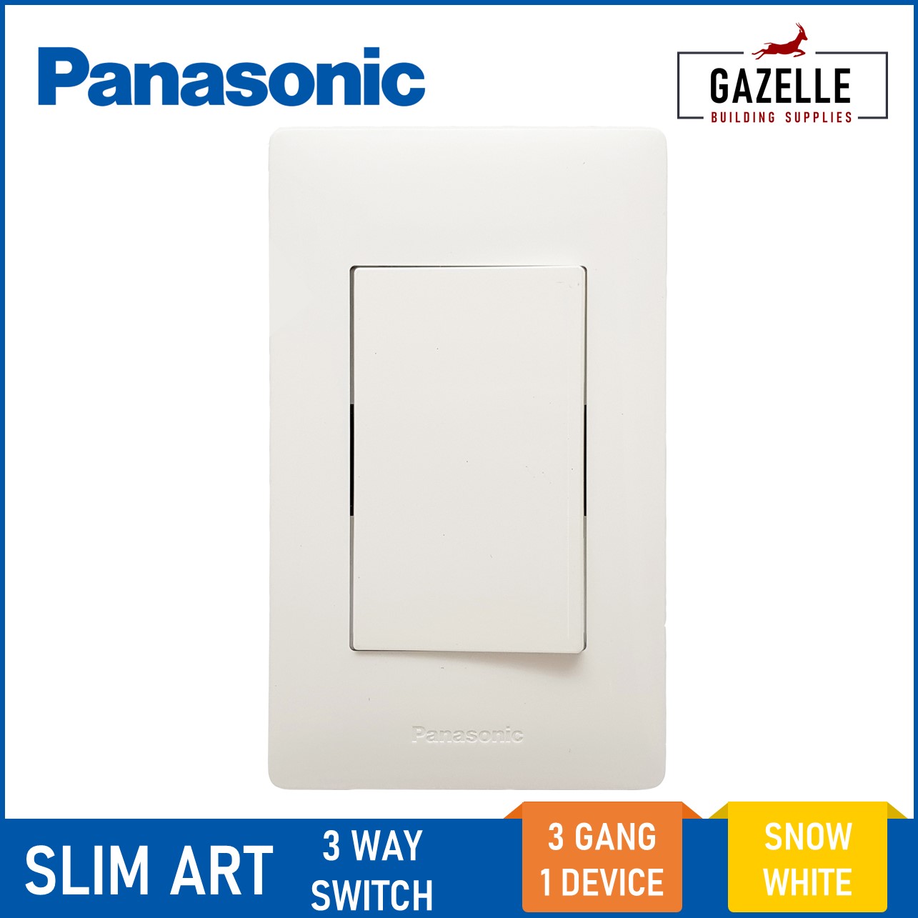 Panasonic Slim Art 3 Way Switch - 3 Gang 1 Device (Snow White ...