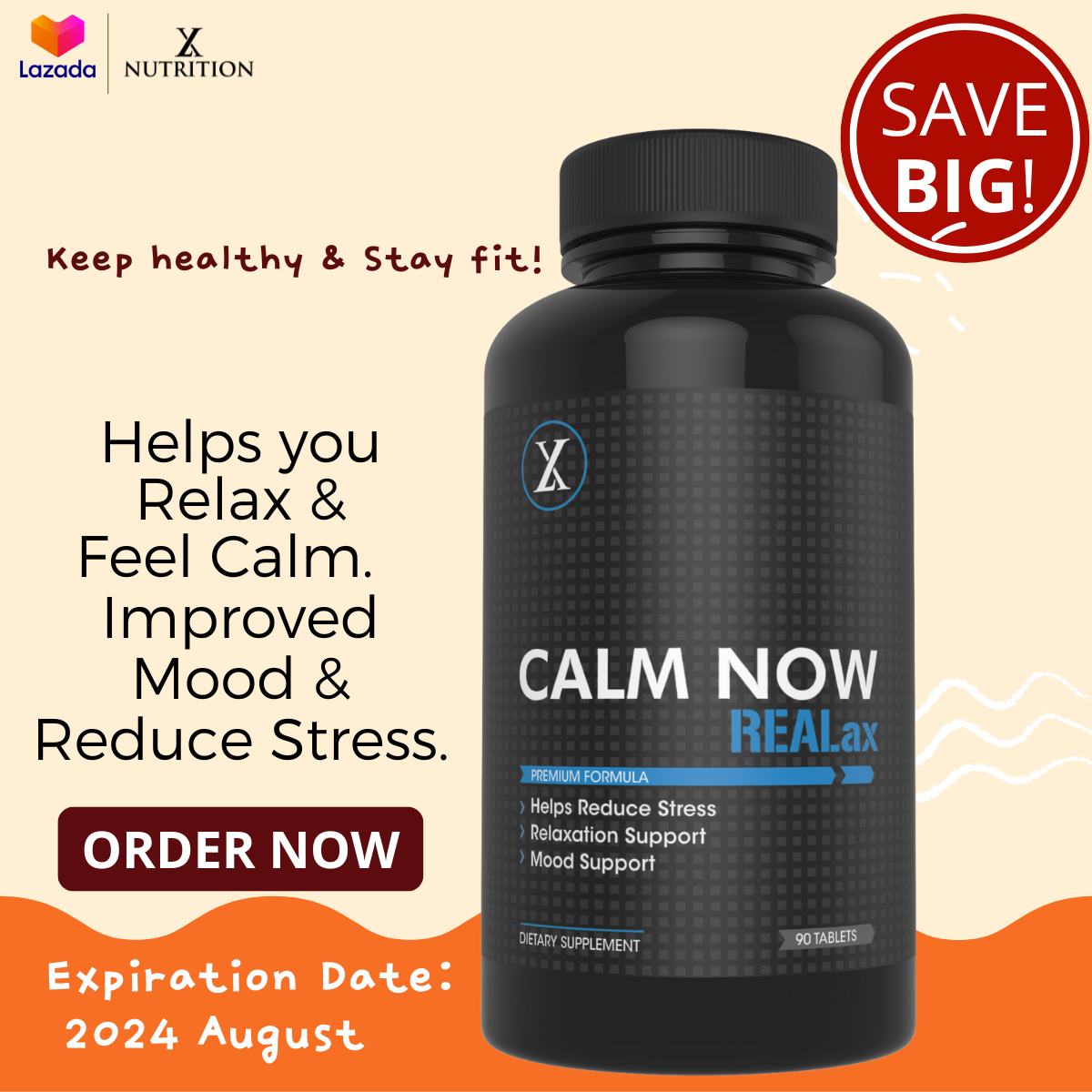 CALM NOW REALax - Natural Anti Stress Supplement for Men & Women ...