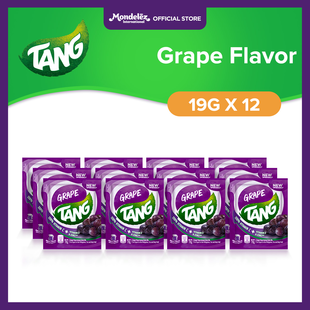 Tang Instant Drink Mix - Grape Flavor 19g with Vitamins and Minerals C ...