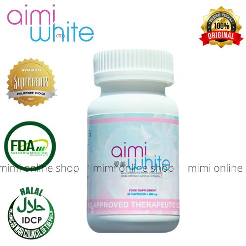 100% AUTHENTIC AIMI WHITE GLUTATHIONE WITH COLLAGEN, HYALURONIC ACID AND VITAMIN C (60 CAPSULES ...