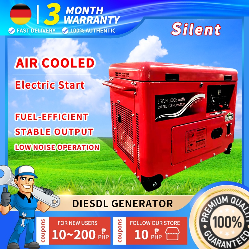 Silent Diesel Generator Set 5000W-7000W Electric Start 186FAE 188FBE ...