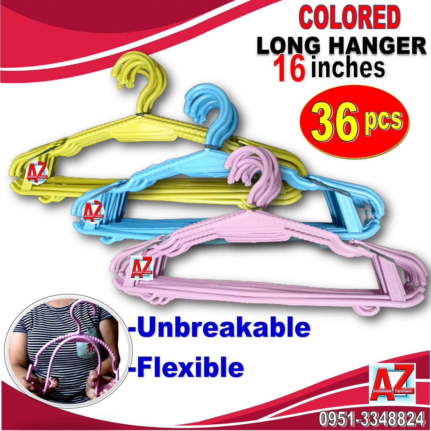 UNBREAKABLE Hanger (36pcs)-Long Colored Size-CLASS A-Flexible ...