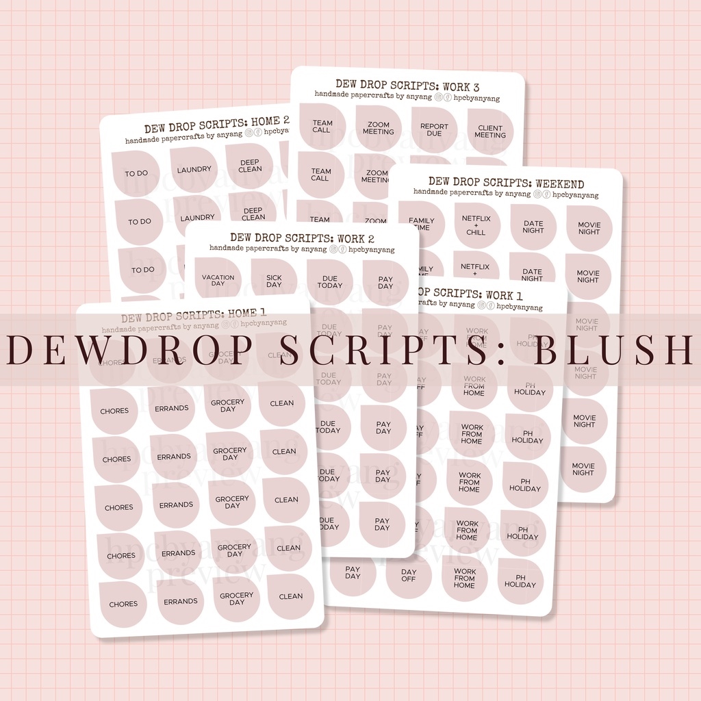 Dew Drop Scripts: Blush Transparent Functional Planner Stickers for ...