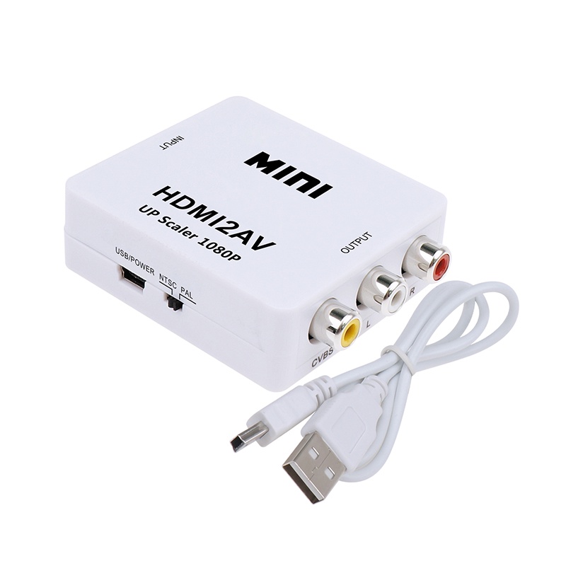 HDMI TO AV Scaler Adapter (White/Black) HDMI to RCA AV/CVSB L/R Video ...