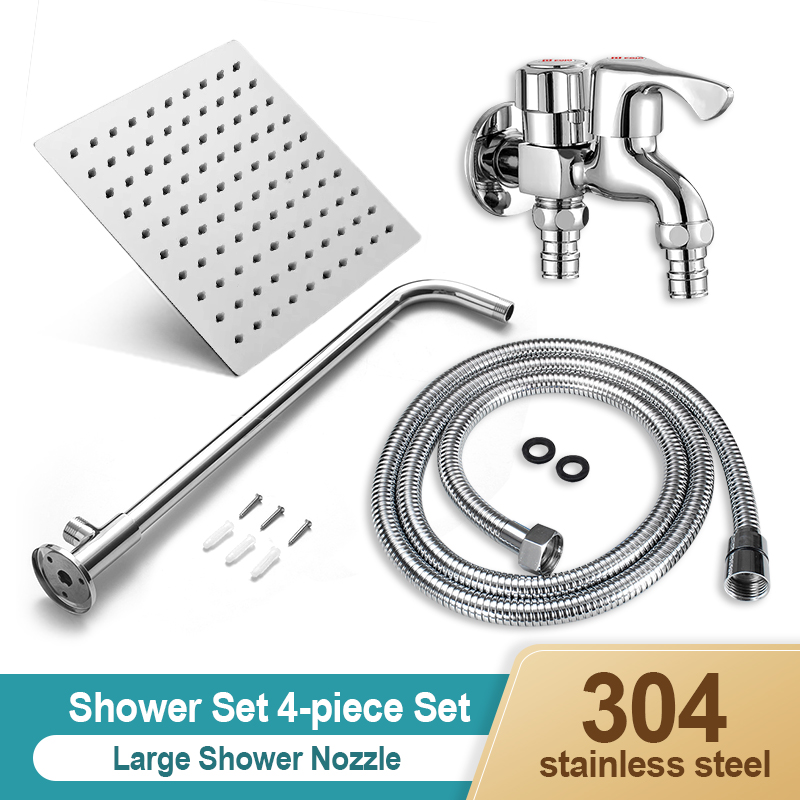 【DR】Stainless Steel 304 Square Shower Set Square Overheaded Rain ...