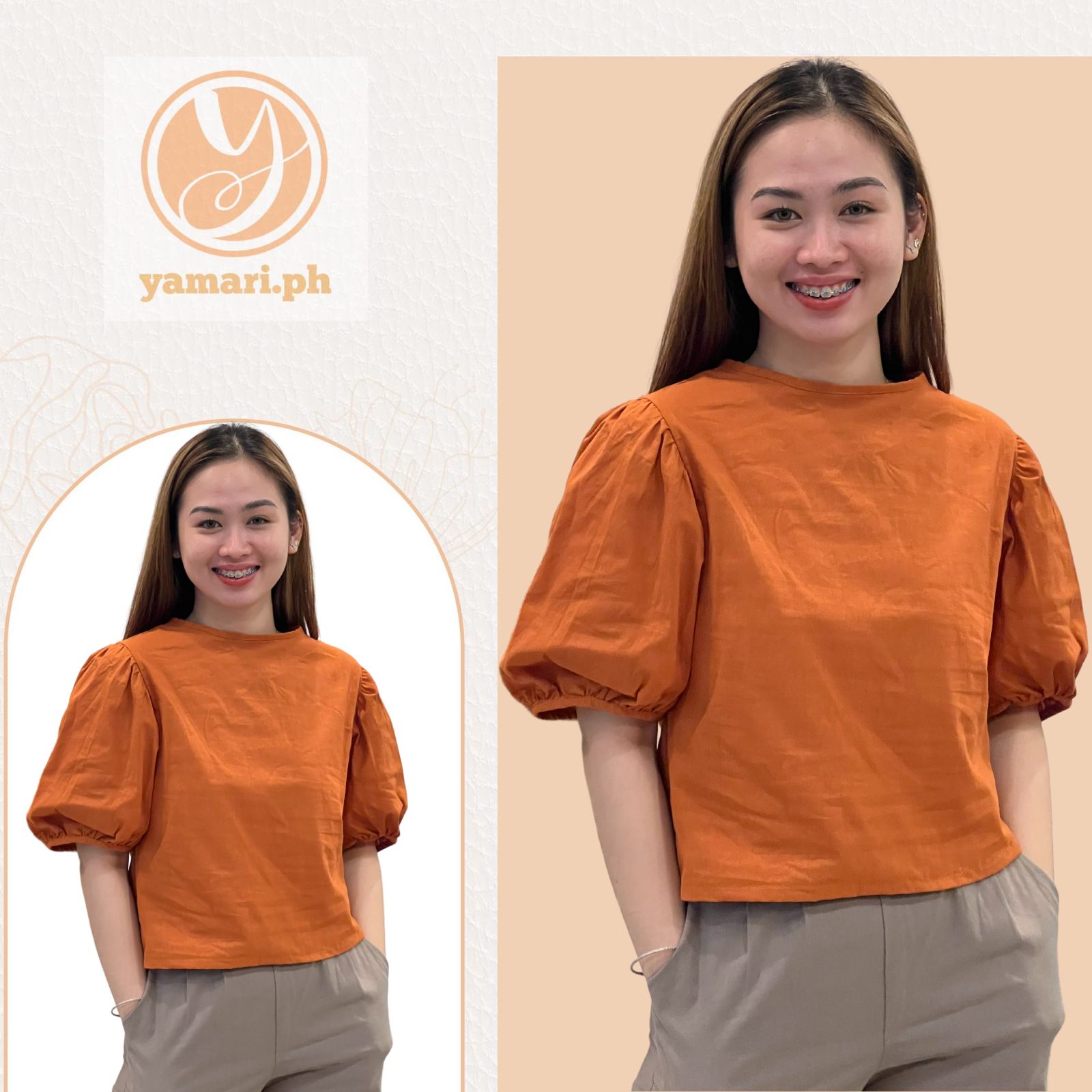 Yamari.Ph Matilda Puff Sleeve Round Neck Top | Lazada PH