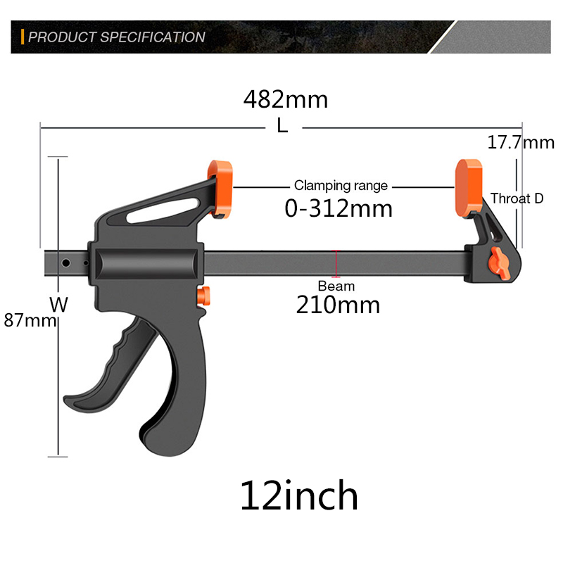 Woodworking Hand Quick Release Bar Clamp Quick Ratchet Bar F Clamp 6 ...