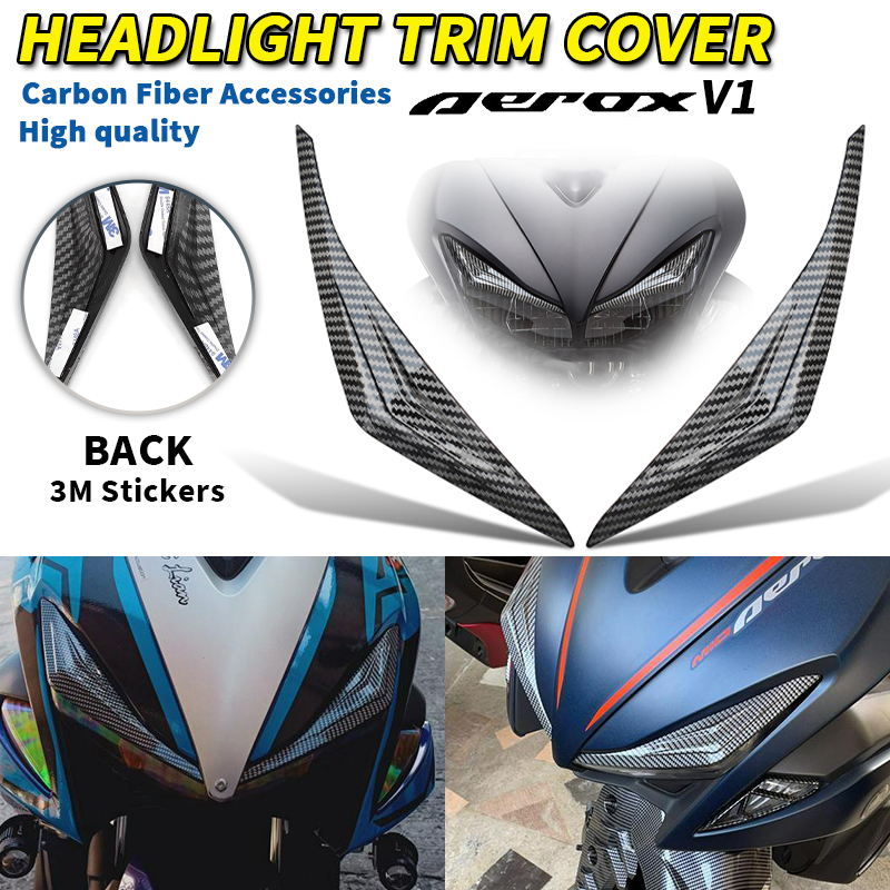 PMShop Aerox V1 Headlight Trim Cover Carbon Fiber Garnish Cover Head ...