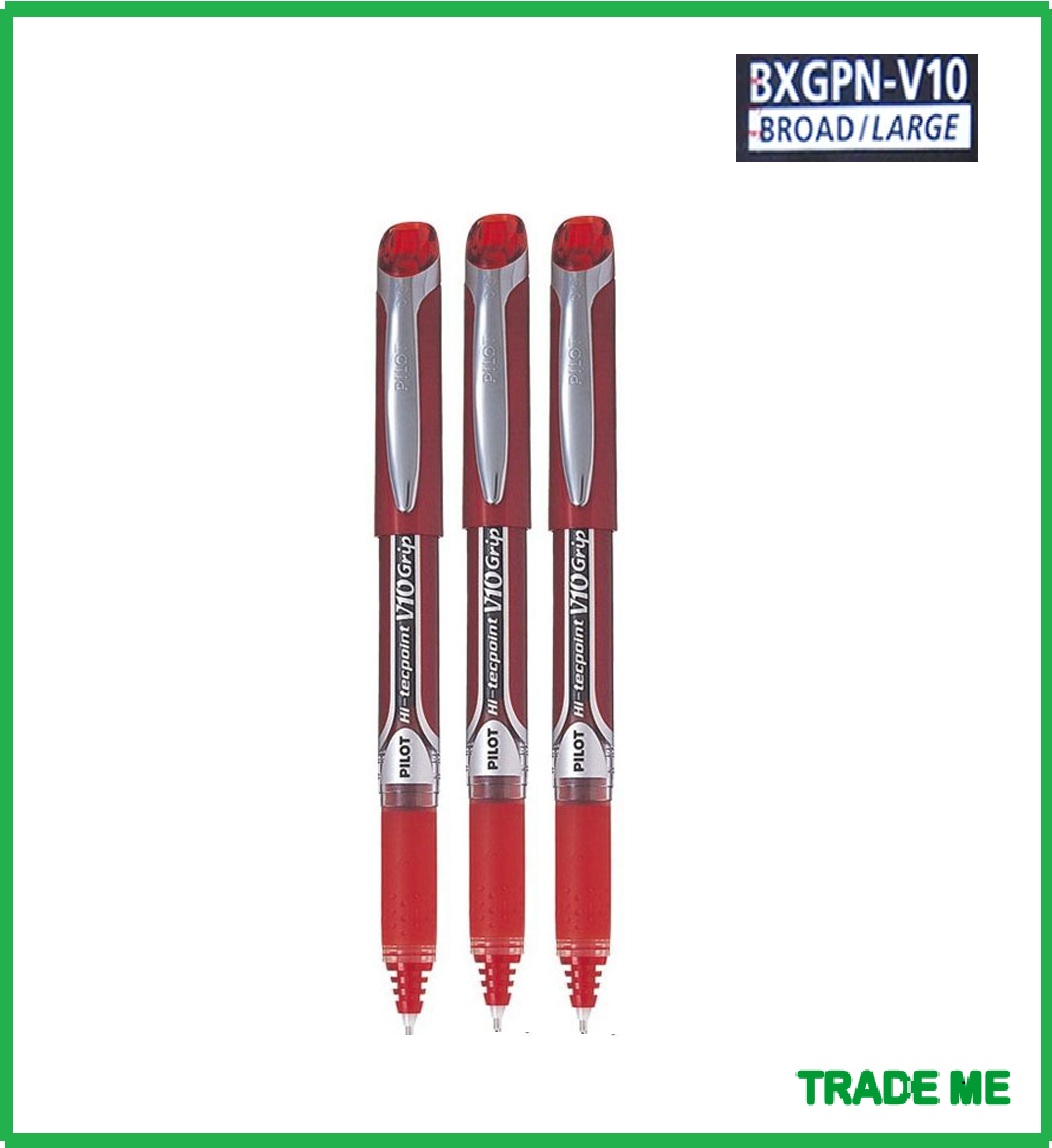 SIGN PEN PILOT V10 GRIP, HI-TECPOINT 1.0MM BROAD/LARGE (3 pcs./BUNDLE ...