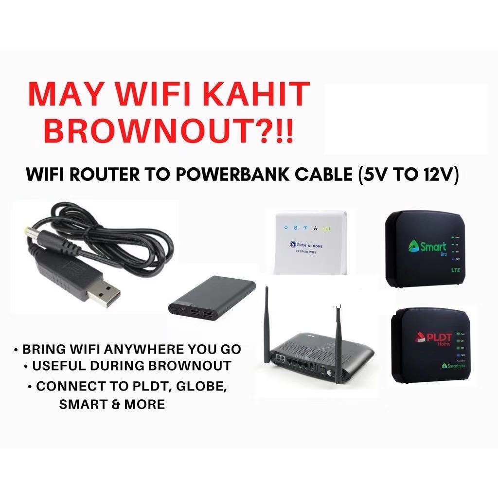 5V to 12V 1A 2A WIFI Router to Powerba U Cable Step Up Booster PLDT ...
