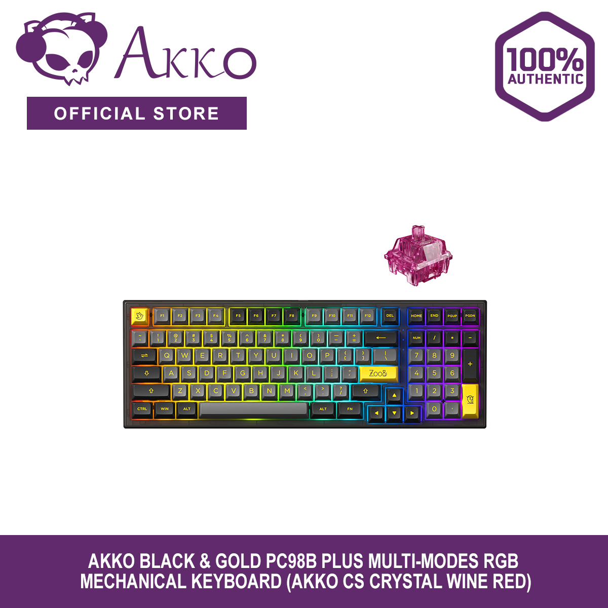 Akko Black & Gold PC98B Plus Multi-Modes RGB Mechanical Keyboard (Akko ...