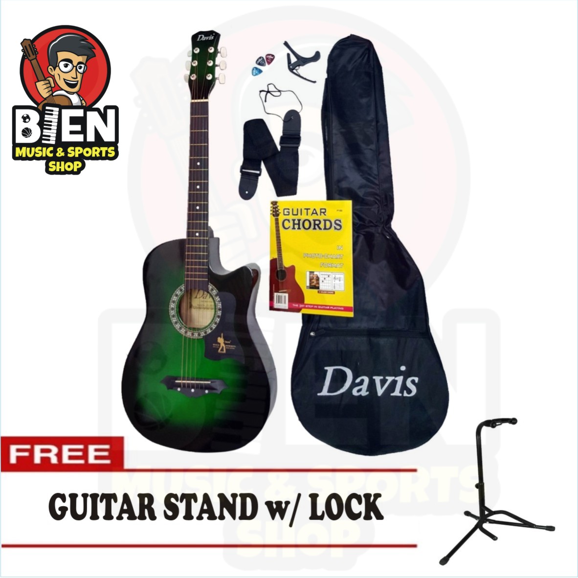 DAVIS JG38 ACOUSTIC GUITAR 2021series complete package(green) | Lazada PH