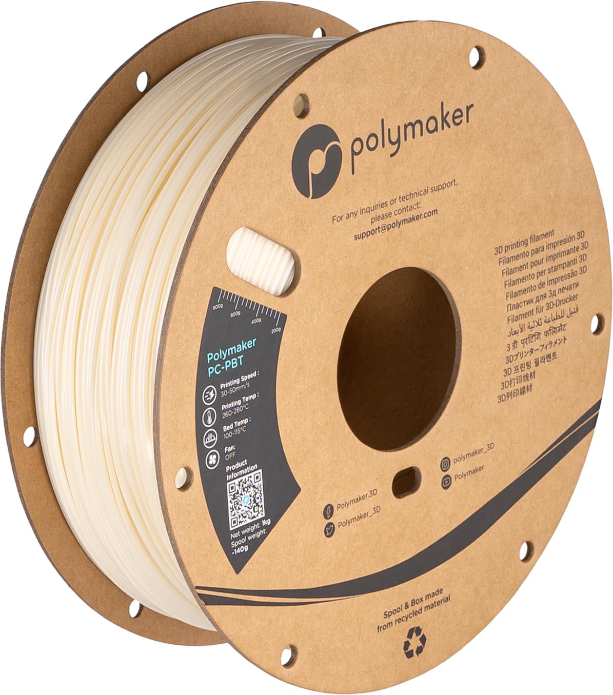 Polymaker PC-PBT polymer blend (1.75mm & 2.85mm) filament. Extreme temperature Resistance ...