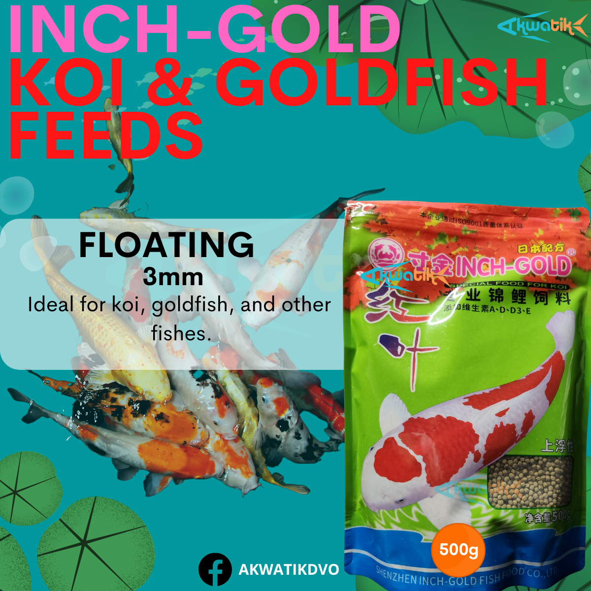 Koi Goldfish Floating Feeds 500g Inch-Gold 3mm | Lazada PH