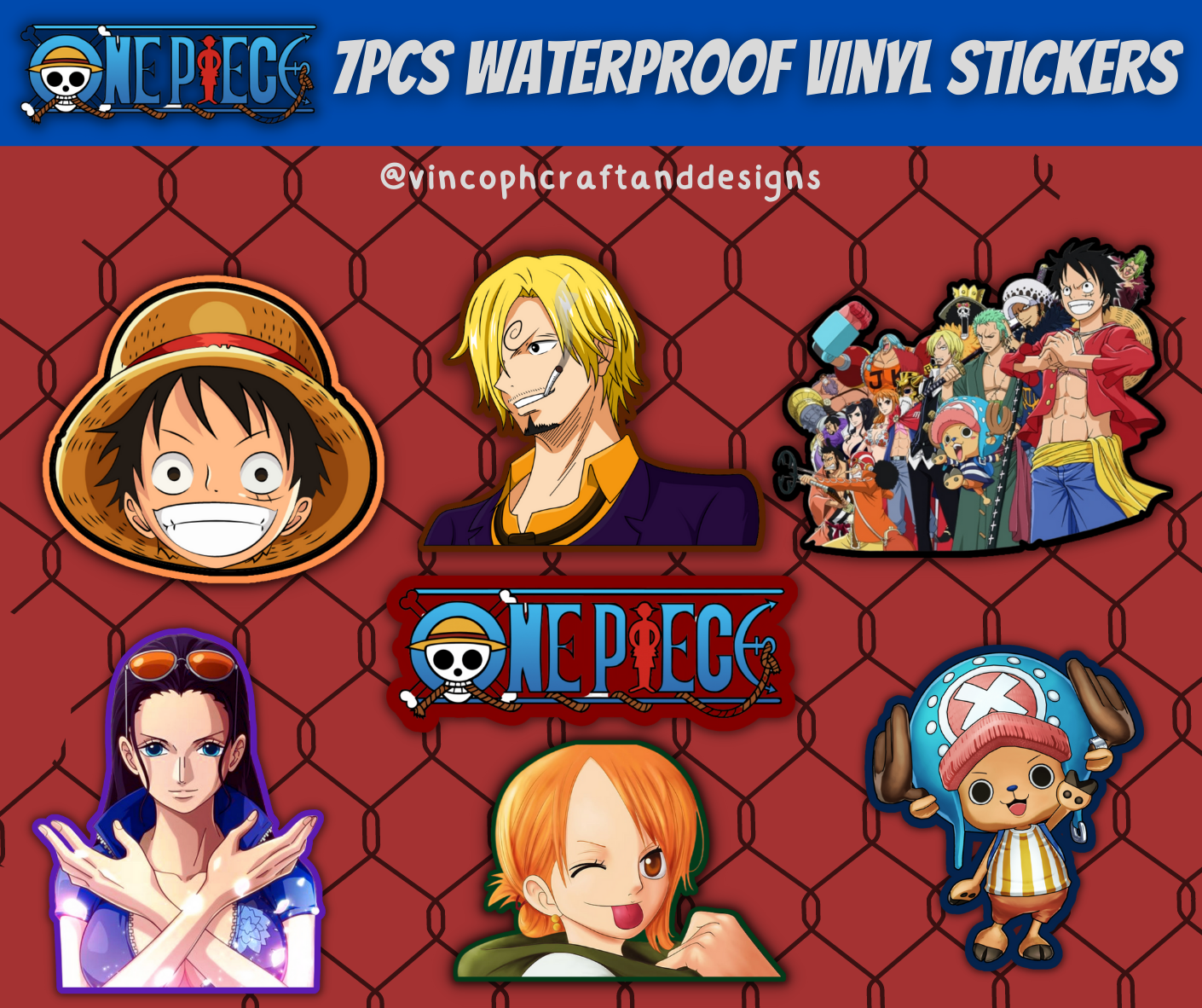 OnePiece 7pieces Waterproof Vinyl Stickers | Lazada PH