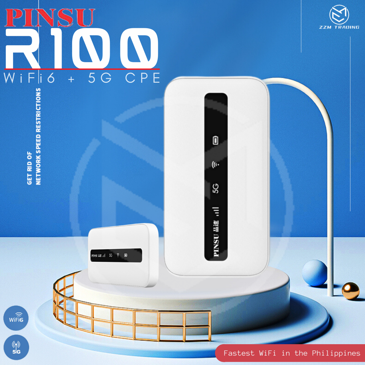 Pinsu R100 5G CPE Mobile Internet Portable WiFi6 Card Router Wireless Portable WiFi ZZM TRADING ...