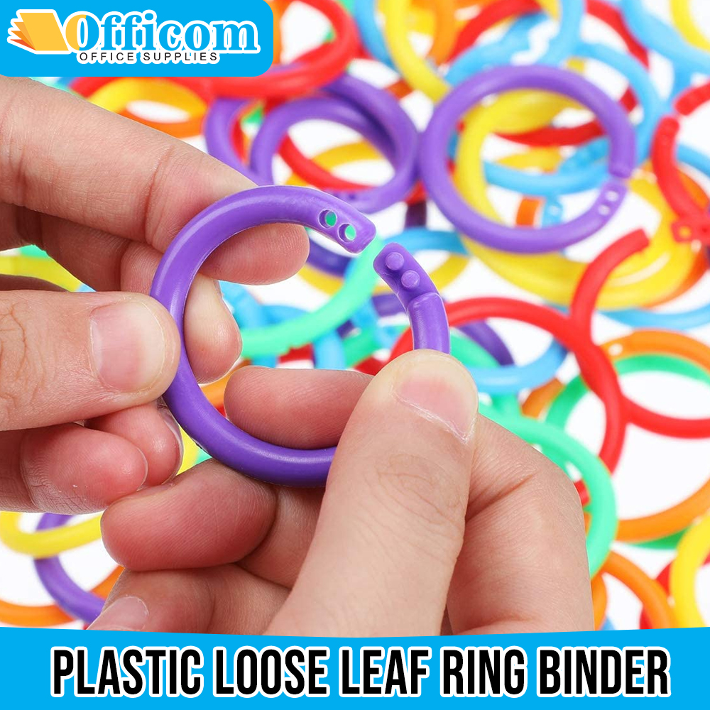 Officom Plastic Ring Binder Loose Leaf Pastel Color Circle Clip on ...