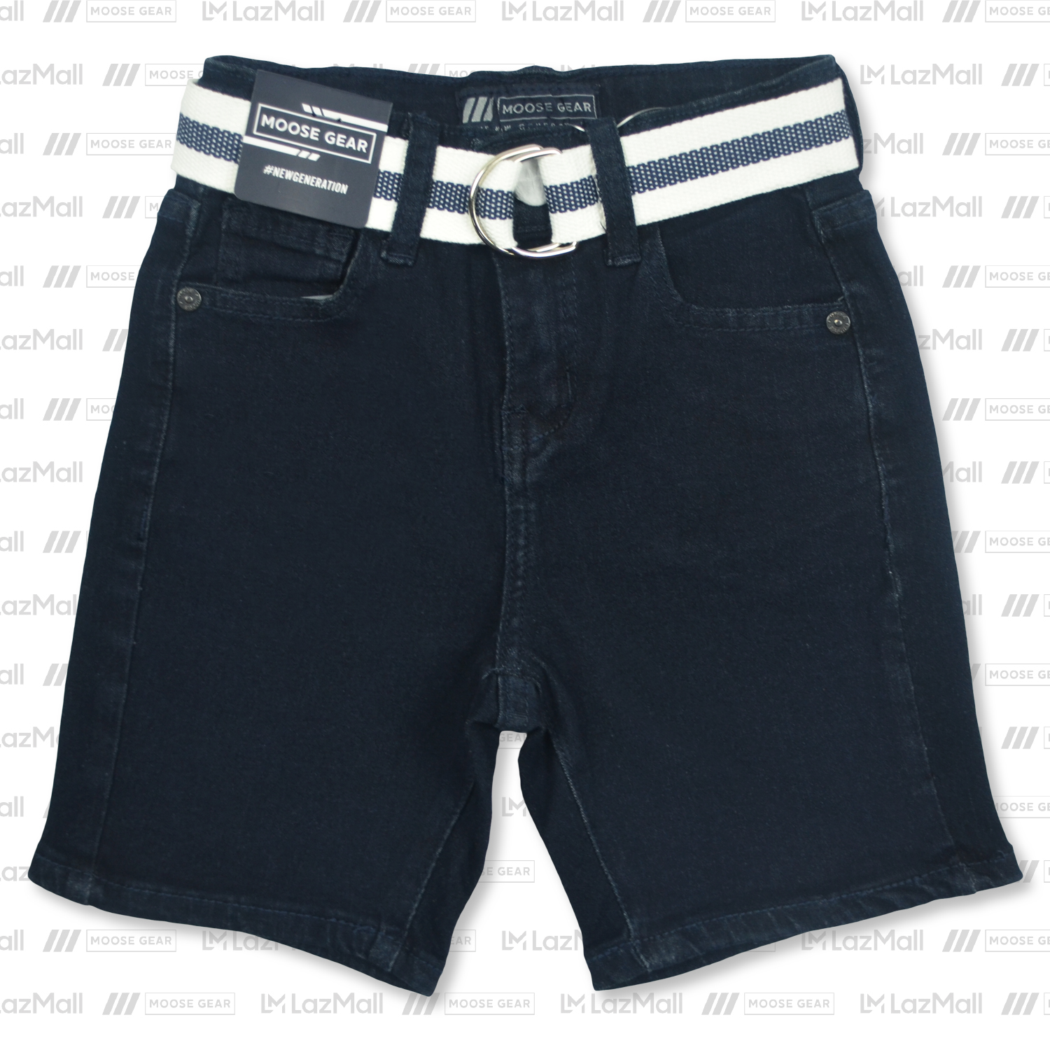 Moose Gear Dark Blue Denim Short With White & Navy Blue Belt (SP-D ...