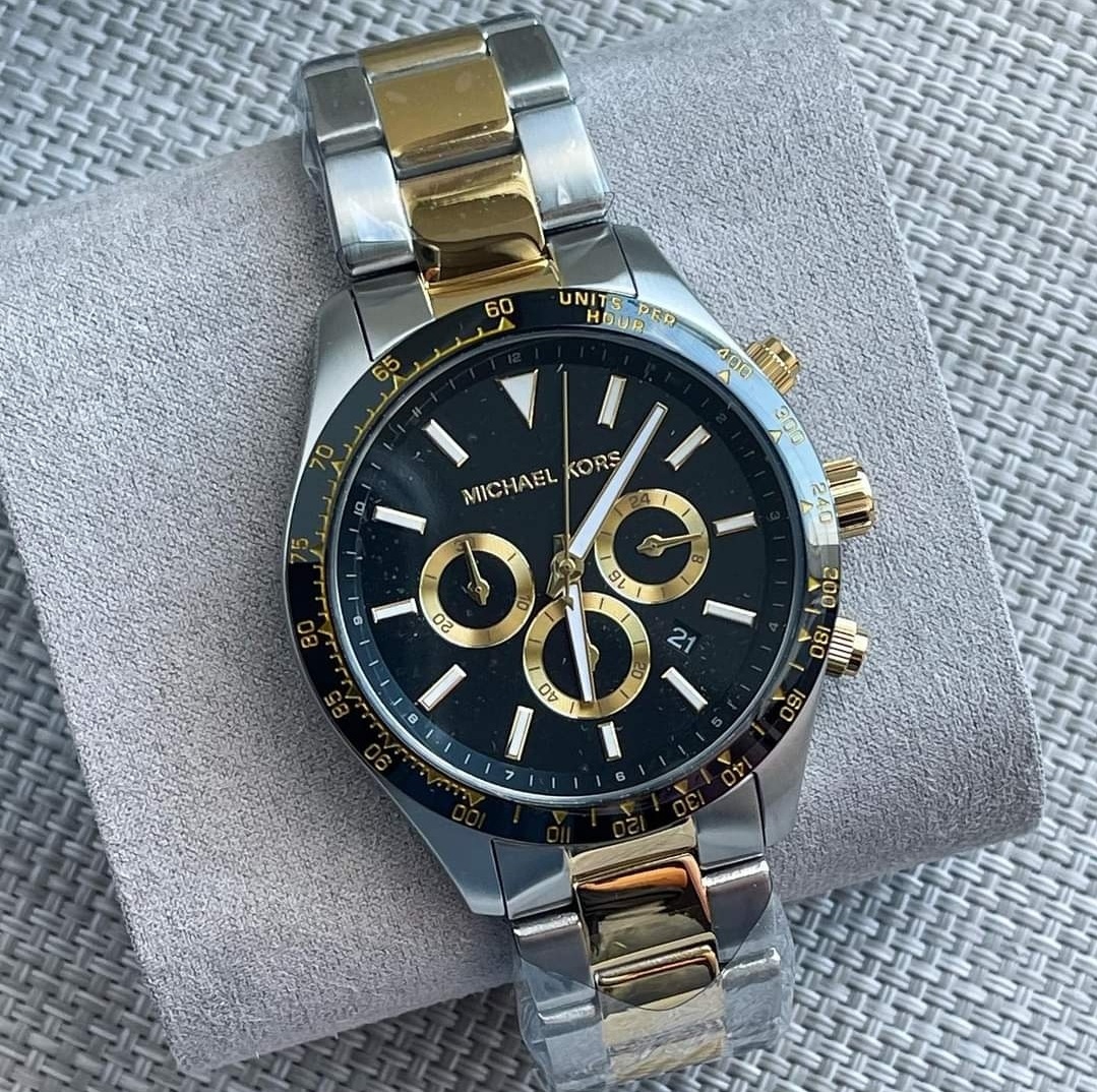 Authentic Michael Kors Layton Chronograph Two-Tone Stainless Steel Men ...
