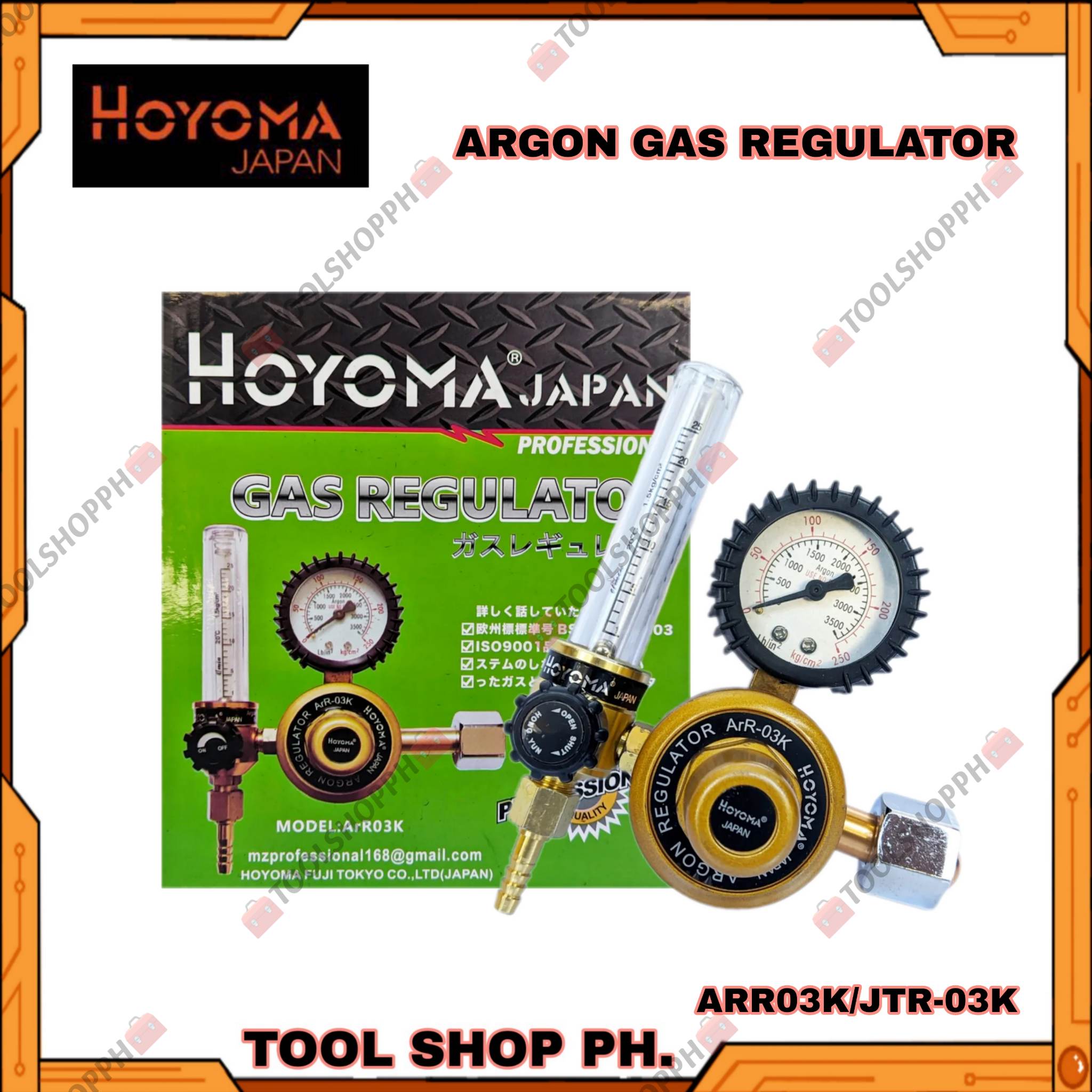HOYOMA JAPAN Argon Gas Regulator ArR03K/JTR-03K for TIG Welding Machine ...