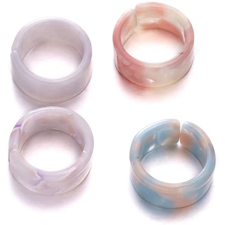 Colorful Transparent Acrylic Resin Rings for Women Korean Style Summer ...