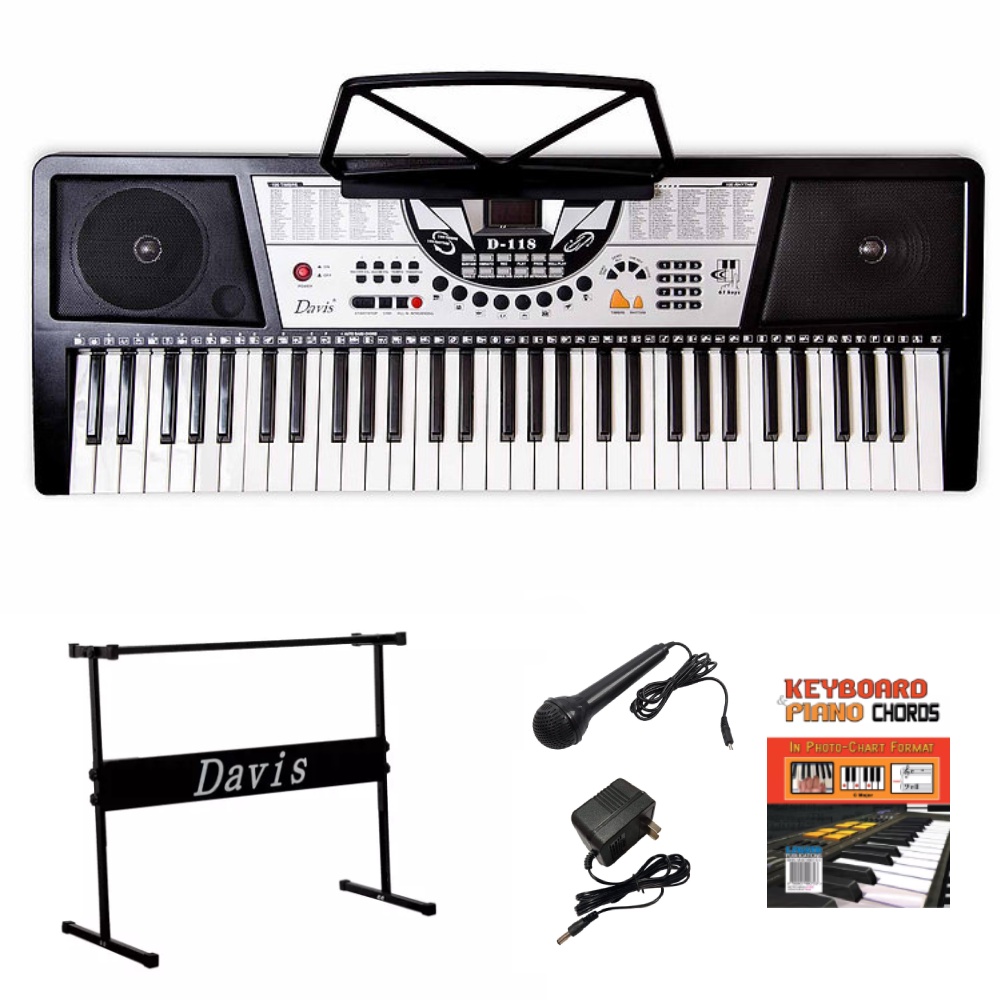 Davis D-118 Keyboard with Songbook, Adoptor, Chord Stand and Mic ...