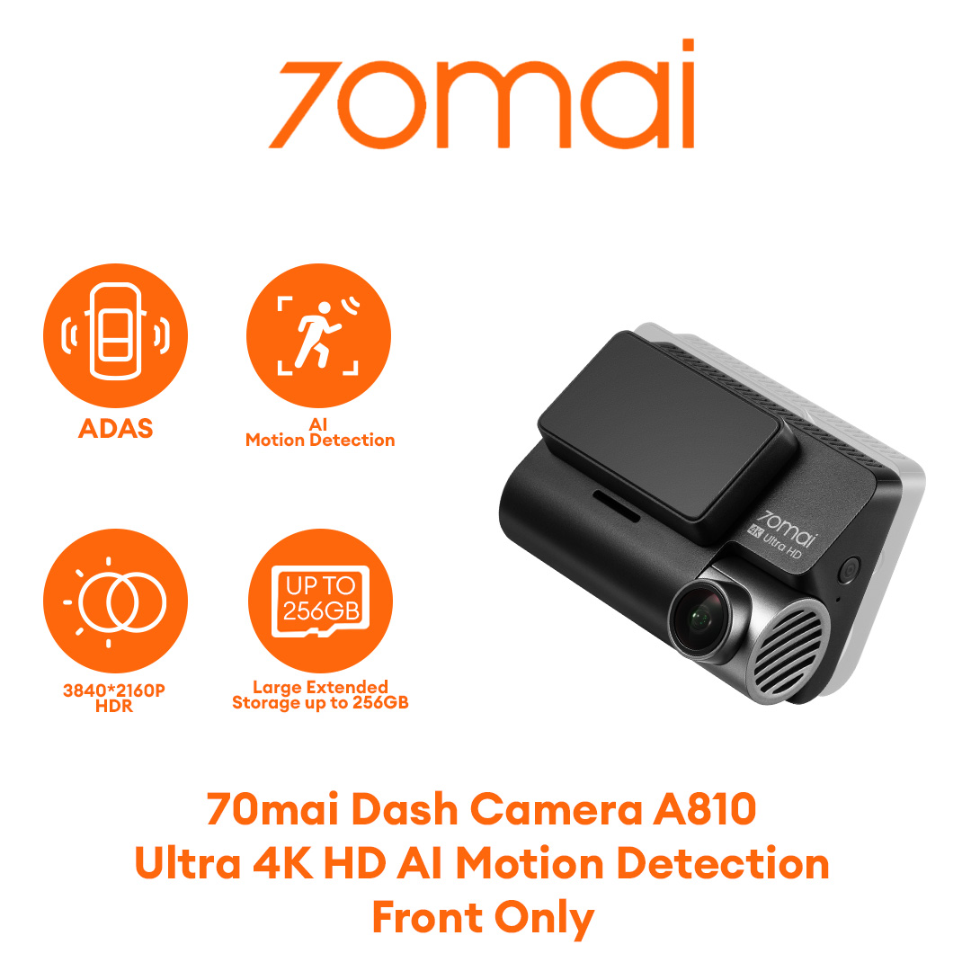 70mai A810 Ultra 4k Dashcamera | AI Motion Sensor | HDR+ | Front Only ...