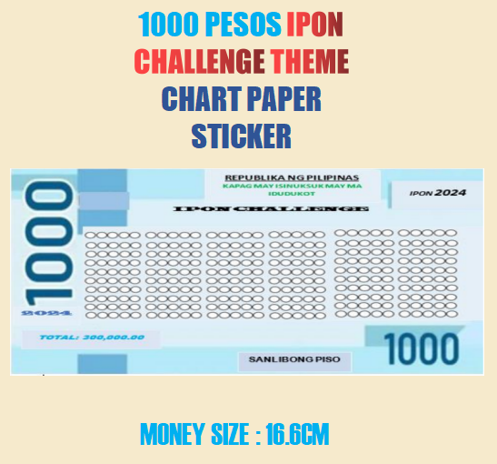 ipon challenge alkansya theme chart paper & sticker moneybills 20 ...