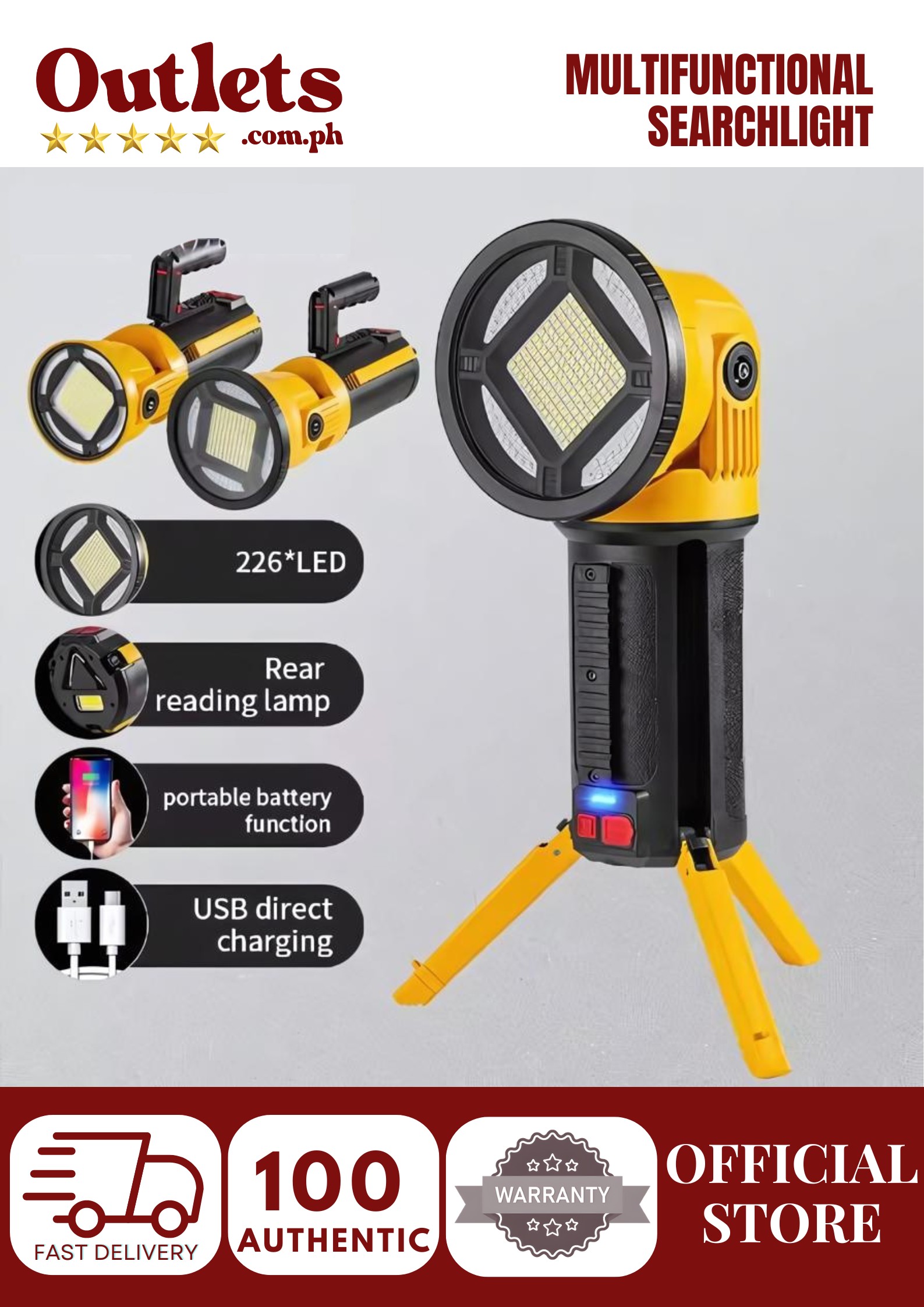 FA-W5164-3 Multi-Function Portable LED Searchlight COB Support Mobile ...