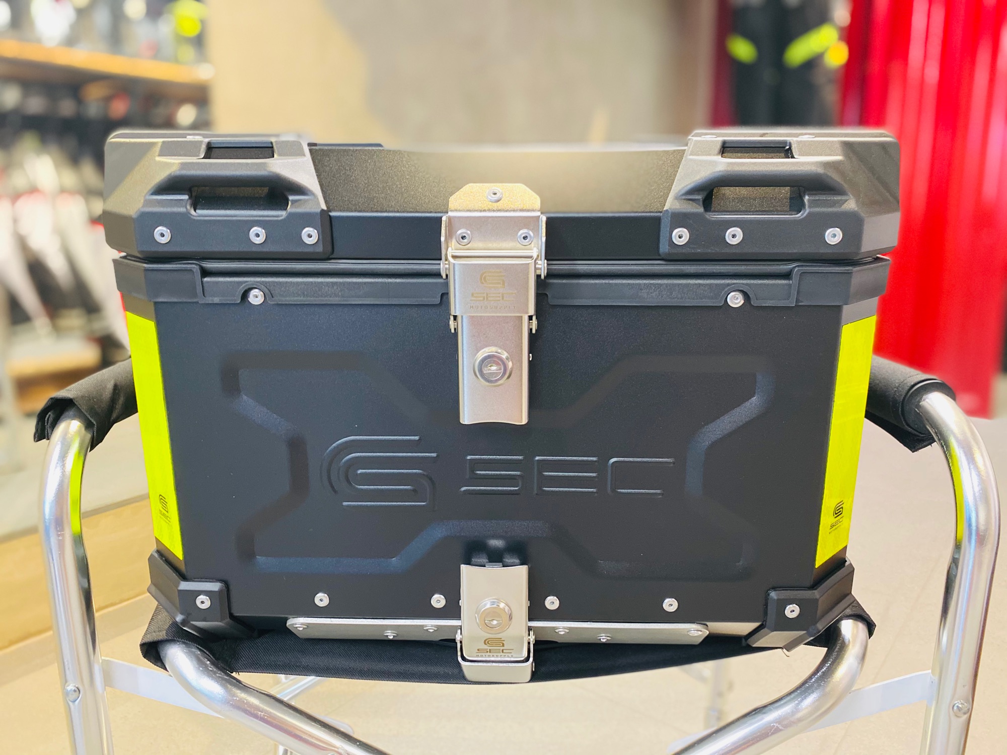 sec 55 liters alloy top box x machine refine with backrest (ORIGINAL ...