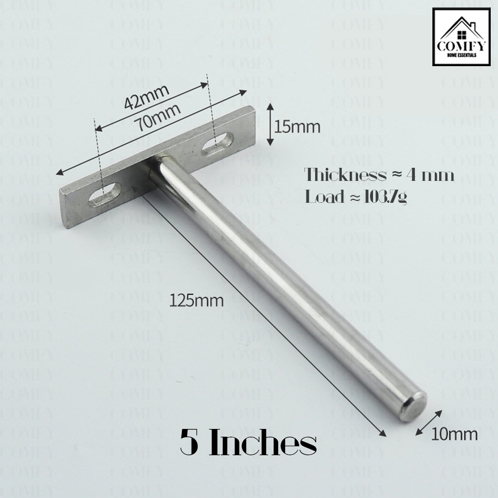 (1PC) 3/4/5 Inches Invisible Shelf Support Bracket T-Shaped HEAVY DUTY ...
